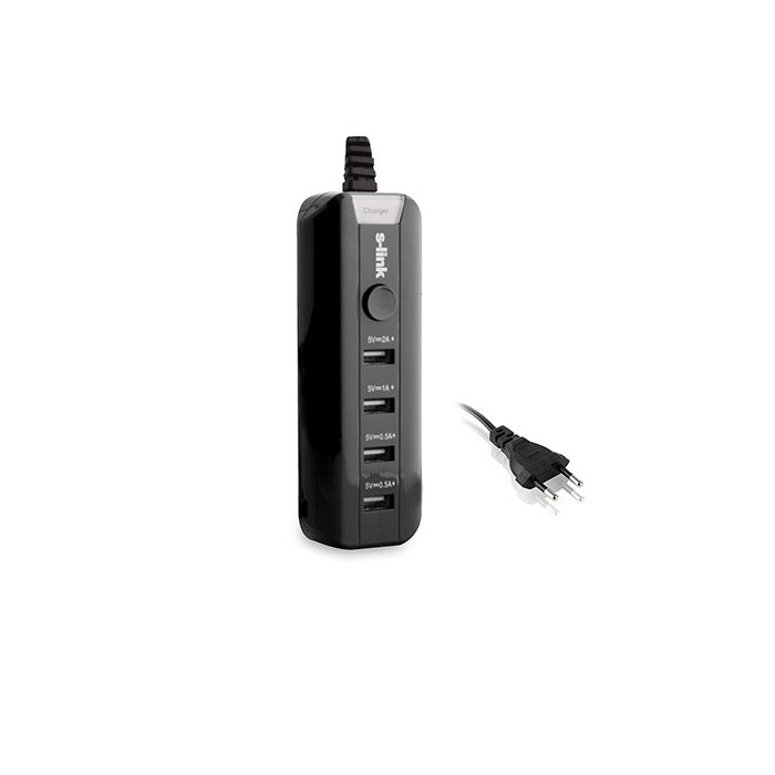S-Link SL-M4 Akıllı Telefonlar ve Tablet 4000mAh 4*USB Port Siyah Şarj ...