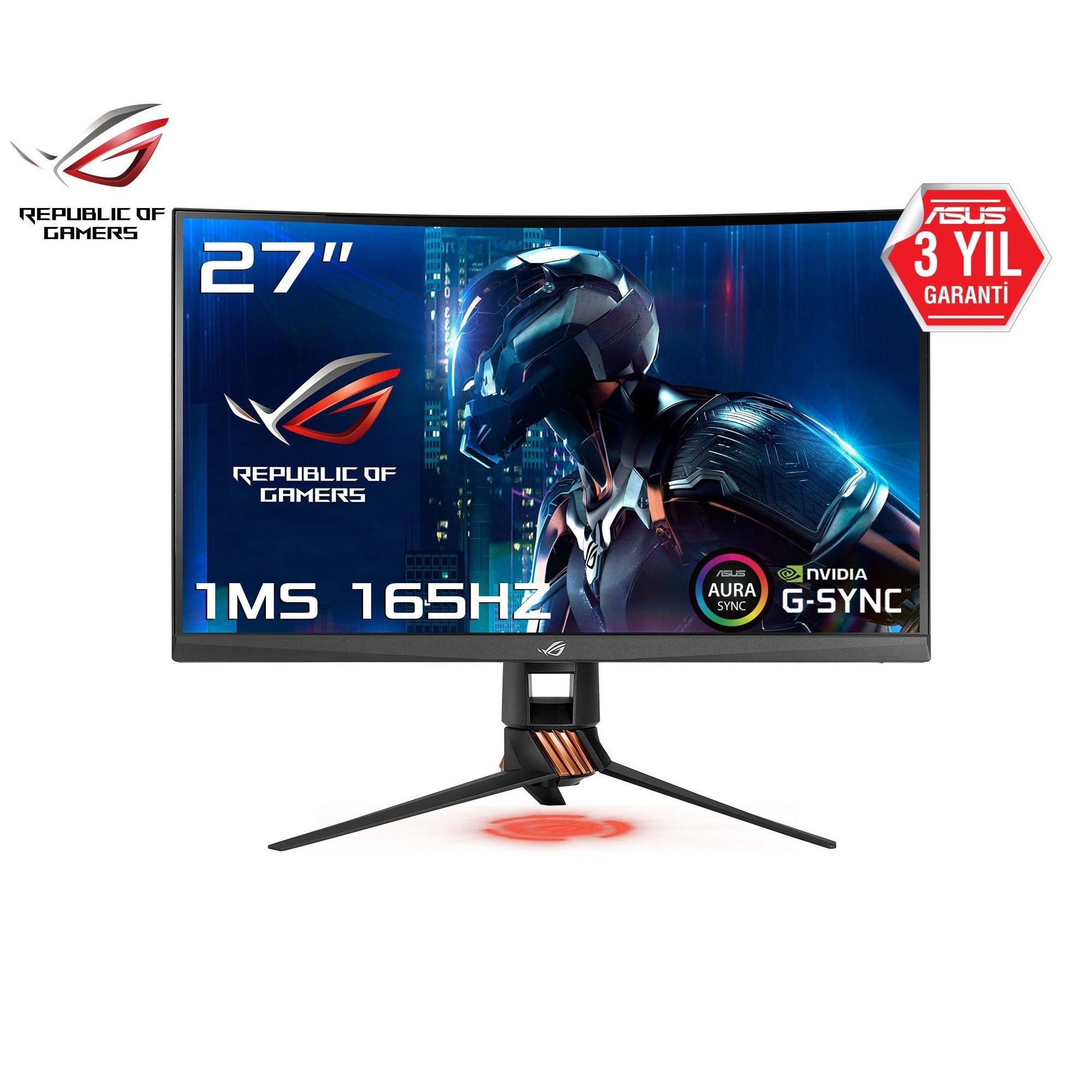 ASUS PG27VQ 27 2560x1440 1MS 165HZ DP/HDMI ROG SWIFT Gaming Led Kavisli ...