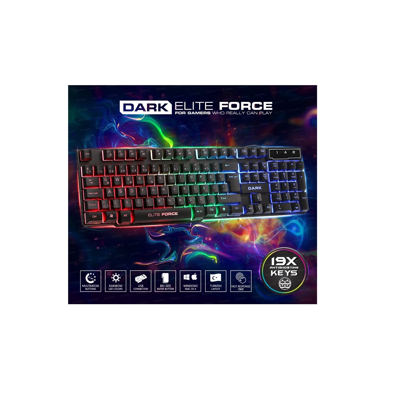 DARK Elite Force Mekanik RGB Q USB Kablolu Klavye (DK-AC-GK1000)