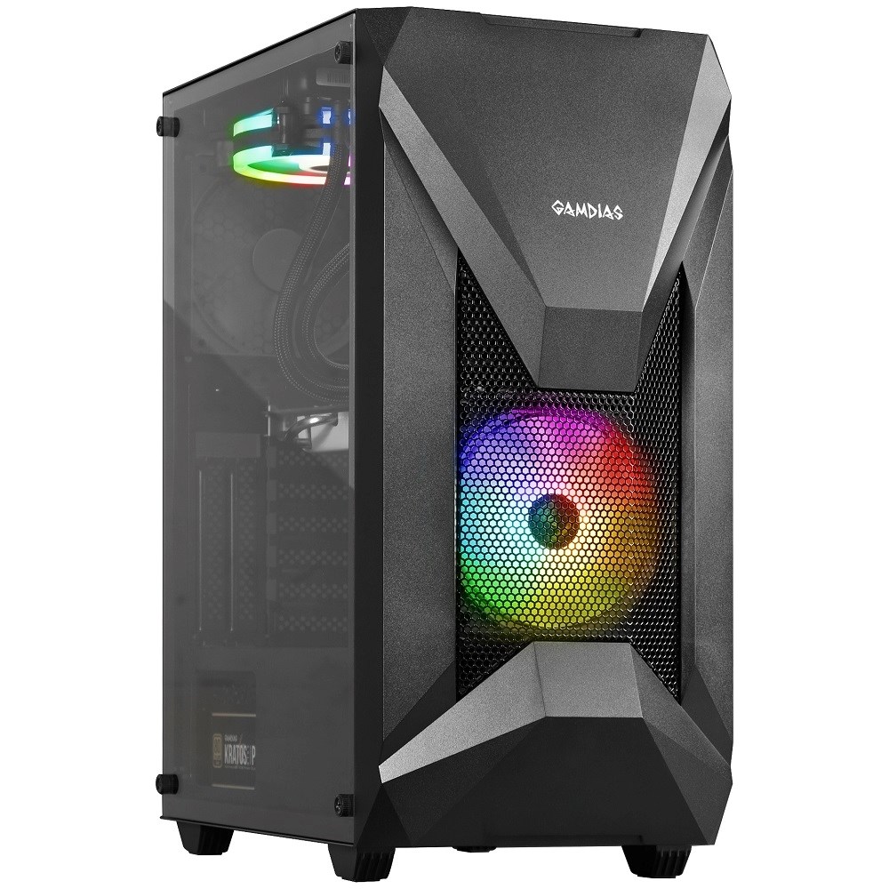GAMDIAS ATHENA E1 ELITE 500W 2x12CM FAN TEMPERED GLASS ARGB ATX KASA