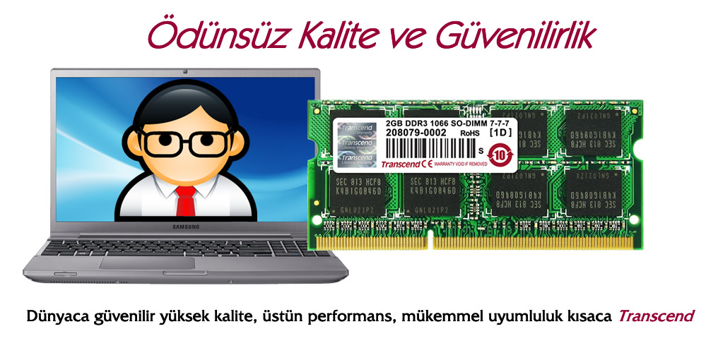 Transcend 4GB DDR3 1066MHz CL7 Notebook Belleği - TS512MSK64V1N