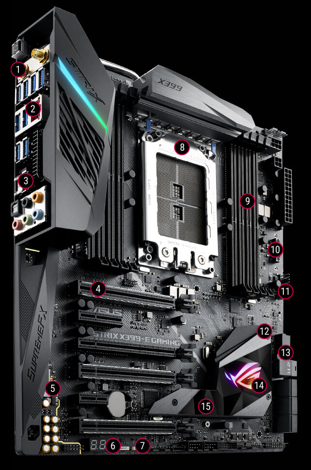 ASUS ROG STRIX X399-E GAMING AMD X399 Soket TR4 DDR4 3600 M2 USB3.1 Wi ...