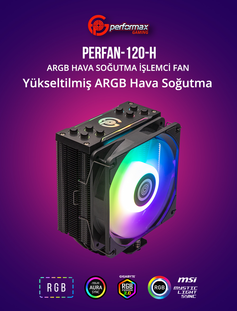 Performax PERFAN-120-H Gaming Hava Cpu Soğutucu